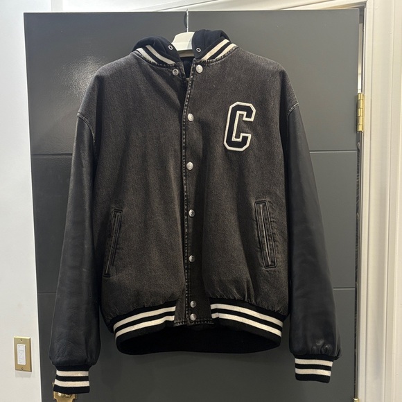 Celine | Jackets & Coats | Celine Black And Gray Varsity Jacket | Poshmark